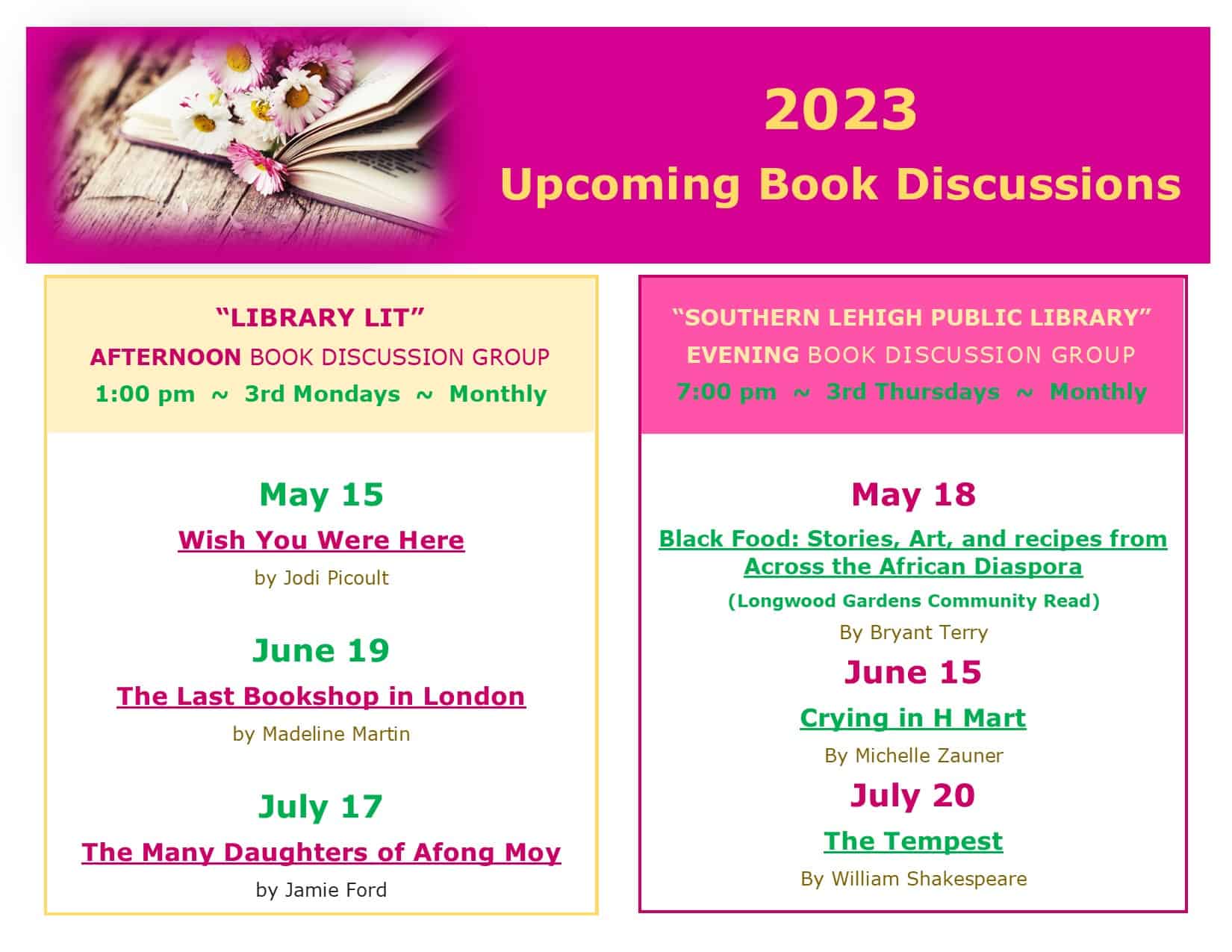 Adult Programs – Southern Lehigh Public Library